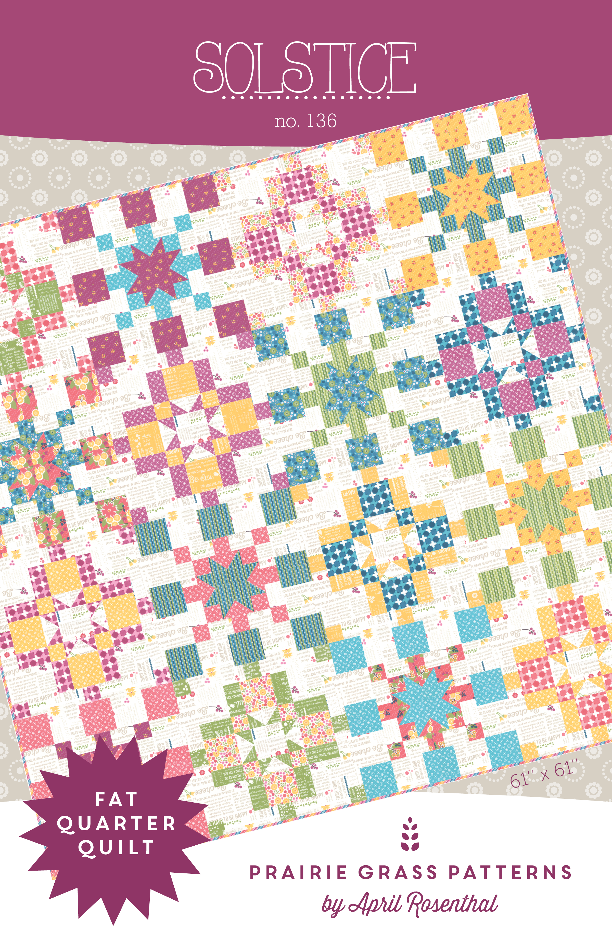 #136 - Solstice PAPER Pattern – Prairie Grass Patterns
